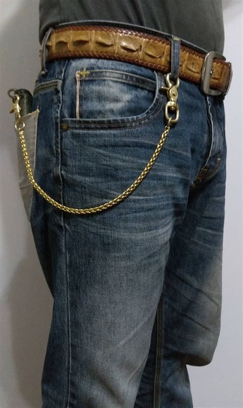 Brass Wallet Chain Belt Hook Wallet Leather Genuine Braided Etsy