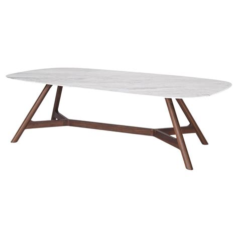 Walnut Dining Table Made To Order With Shaped Marble Top For Sale At