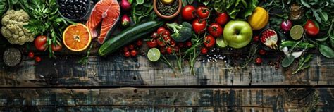 Healthy Food Assortment On Rustic Wooden Table An Abundant Selection Of