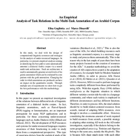 An Empirical Analysis Of Task Relations In The Multi Task Annotation Of An Arabizi Corpus Acl