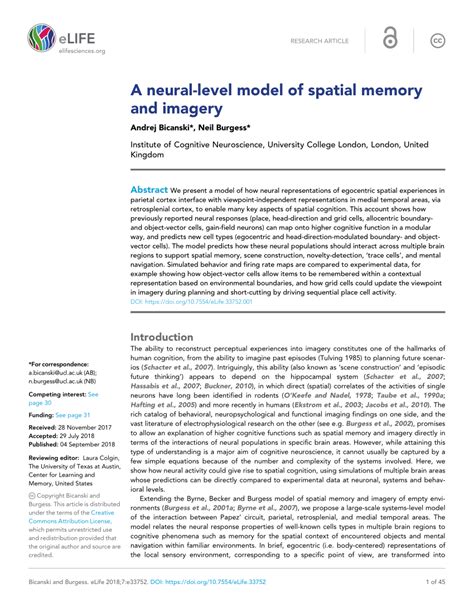 Pdf A Neural Level Model Of Spatial Memory And Imagery