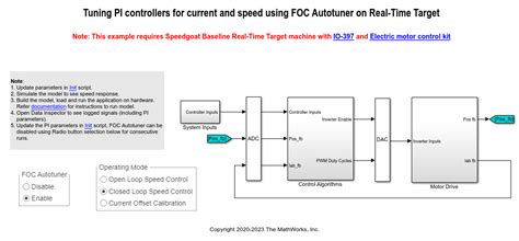 Tune Pi Controllers Using Field Oriented Control Autotuner Block On Real Time Systems Matlab
