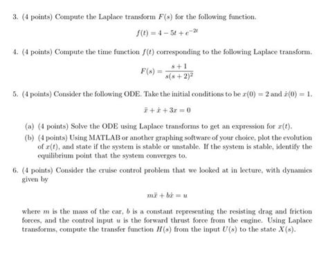 solved 3 4 points compute the laplace transform f s for