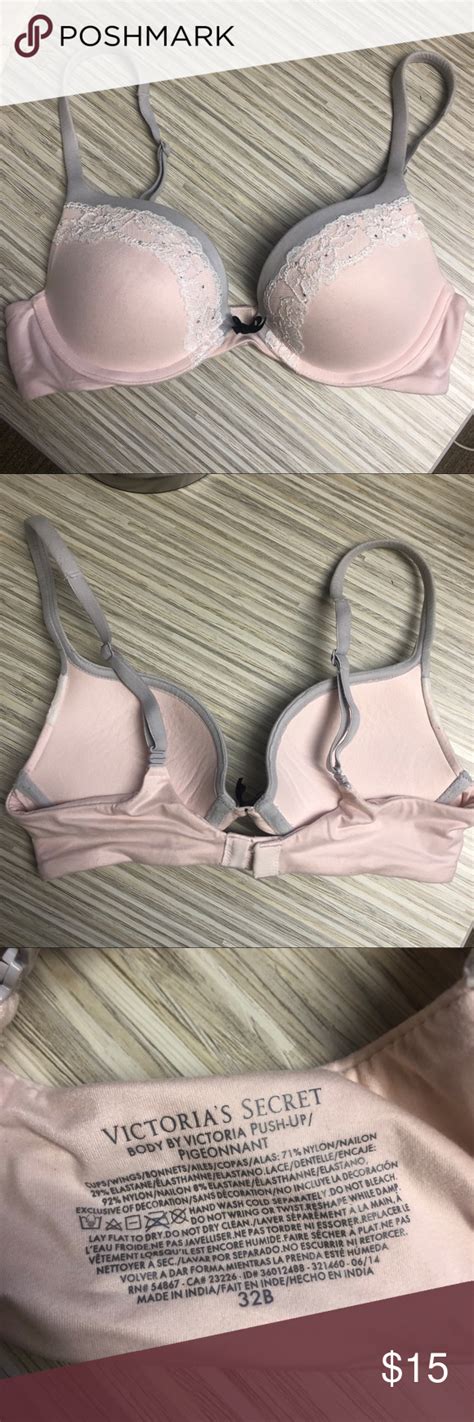 Victorias Secret Pink And Grey 32b Push Up Bra Push Up Bra Secret