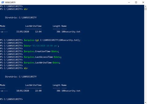 PowerShell Modificar Data E Hora De Um Arquivo
