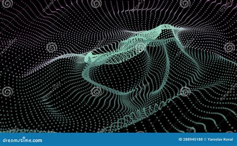 Energy Net Flows Dot Particle Lines Penetrating Fog Neon Lights
