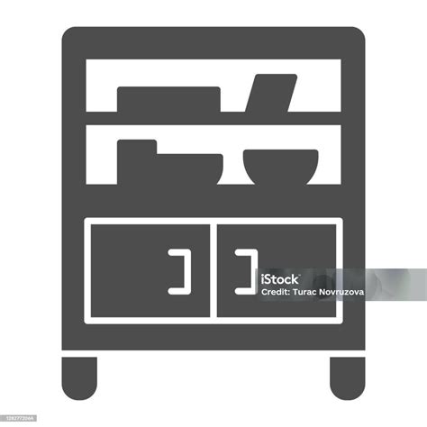 櫥櫃與玻璃和貨架固體圖示傢俱概念自助餐標誌在白色背景櫥櫃與廚具圖標在字形風格為移動和網頁設計向量圖形向量圖形及更多傢俱圖片 Istock