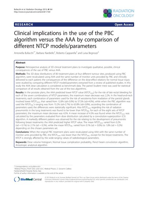 Pdf Clinical Implications In The Use Of The Pbc Algorithm Versus The