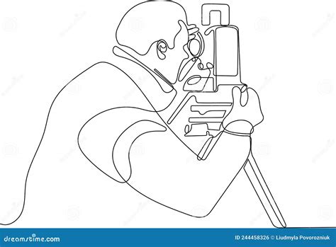 Surveyor With A Tripod Icon Geodesic Tripod Cartoon Vector