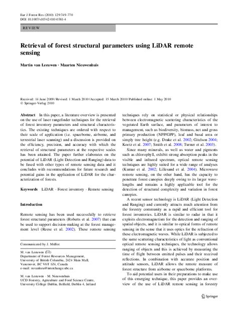 Pdf Retrieval Of Forest Structural Parameters Using A Ground Based Lidar Instrument Echidna ®
