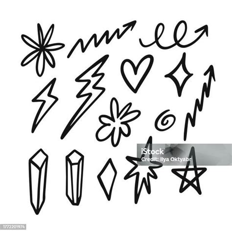 손으로 그린 낙서 아이콘이 다르게 설정되었습니다 만화 스타일 벡터 클립 아트의 검은 색입니다 0명에 대한 스톡 벡터 아트 및 기타 이미지 Istock