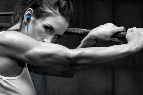 Pauline Nordin Fitness Model Barbell Blue Wallpapers Hd Desktop