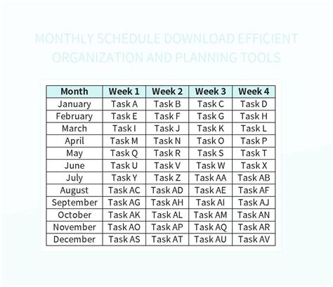 efficient monthly schedule planning for improved productivity excel