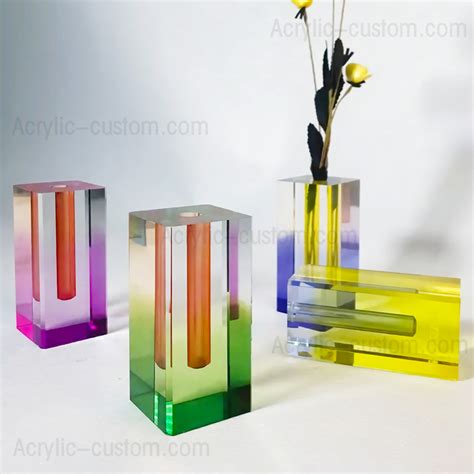 Acrylic Flower Vases Rainbow Pillar Bud Vases