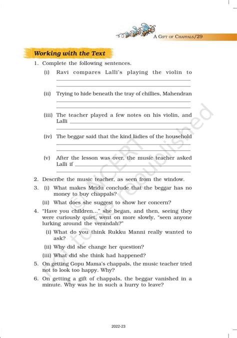 Ncert Book For Class 7 English Honeycomb Chapter 2 A T Of Chappals Indcareer Schools