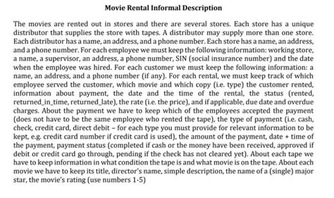 Solved Q 1 Write SQL Queries Using Movie Rental Database Chegg