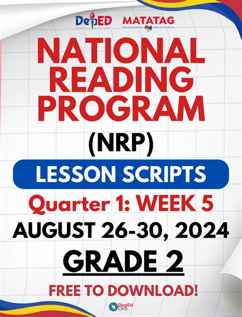 Grade 2 Nrp Lesson Scripts Quarter 1 Week 5 Aug 26 30 2024 Deped Click