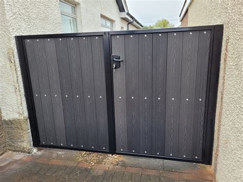 Black Ash Composite Driveway Gates DAIN ART IRON