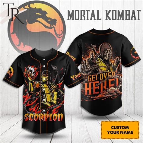 Mortal Kombat Scorpion Get Over Here Custom Baseball Jersey Torunstyle