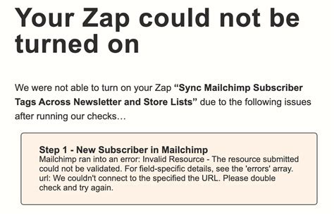 Mailchimp Ran Into An Error Invalid Resource The Resource Submitted