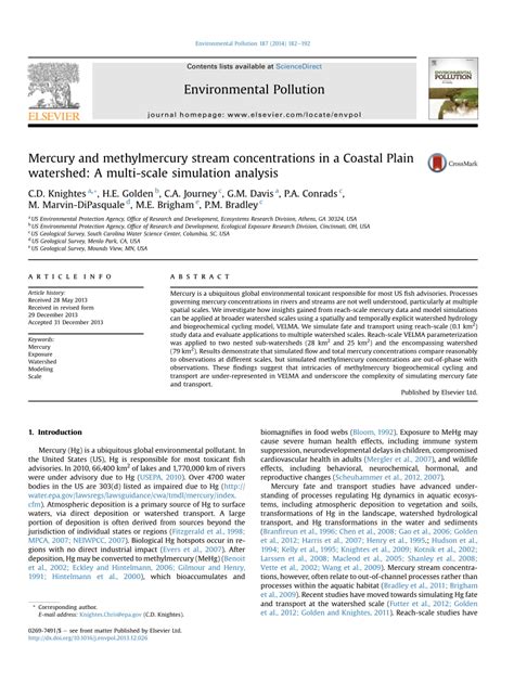 Pdf Corrigendum To Mercury And Methylmercury Stream Concentrations
