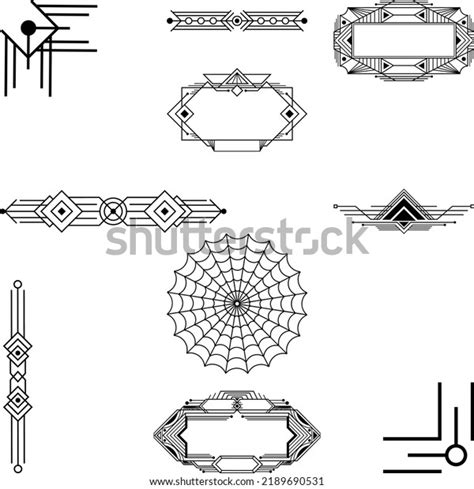 Set Vintage Line Elements Retro Design Stock Vector Royalty Free