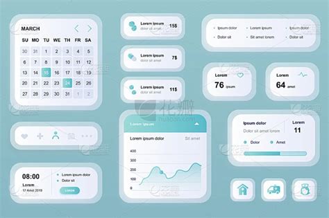 面向医药的gui元素移动app。在线医疗服务诊所、药店用户界面生成器。独特的ui ux设计工具包矢量素材 花瓣网
