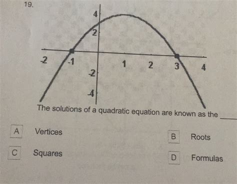 19 a vertices b roots c squares d formulas [algebra]