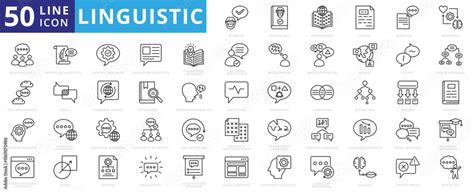 Linguistic Icon Set With Language Phonetic Phonology Morphology