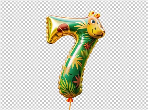 Premium Psd Number Seven Made Of Jungle Textured Balloon