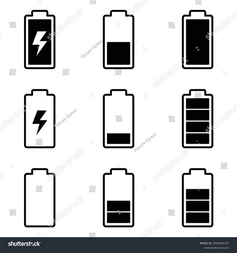Battery Indicator Symbol Iconset Outline Drawing Stock Vector Royalty