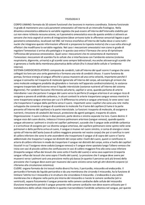 Appunti Fisiologia Umana Appunti Di Fisiologia Umana Docsity