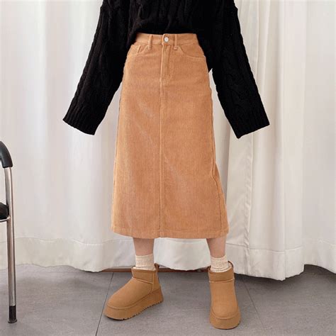 S~2xl 트임 골덴 롱스커트 3color 에이블리