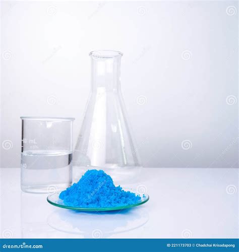 Close Up Inorganic Chemical On White Laboratory Table Copperii Sulfate