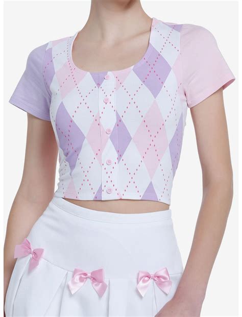 Sweet Society Pastel Argyle Girls Crop Top Hot Topic