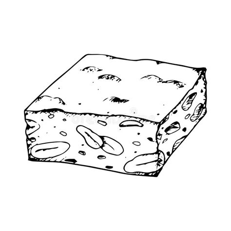 Hand Drawn Vector Illustration Of Stacked Nougat Pieces With Visible