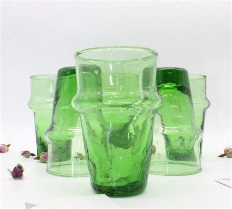 Moroccan Tea Glasses Set Of 6 Hand Blown Glasses Beldi Glasses