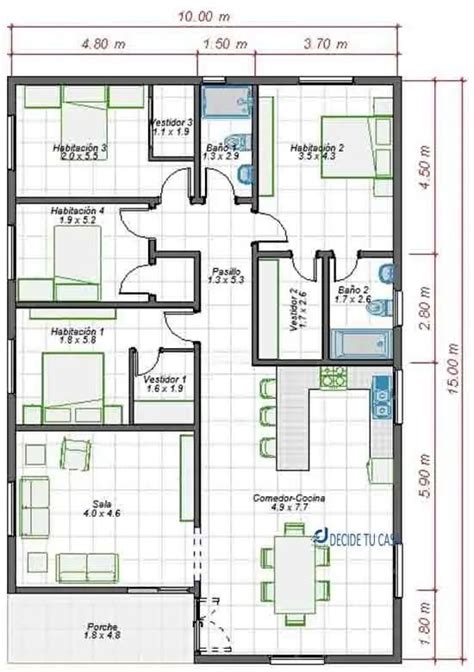 Planos De Casas De 10x15 Con Medidas DECIDE TU CASA Planos De Casas
