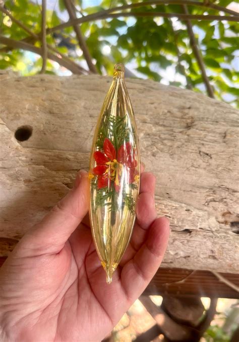Vintage Jewelbrite Christmas Ornament Plastic Poinsettia Ornament