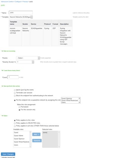 Configuring Ivanti Policy Secure With Nozomi Networks