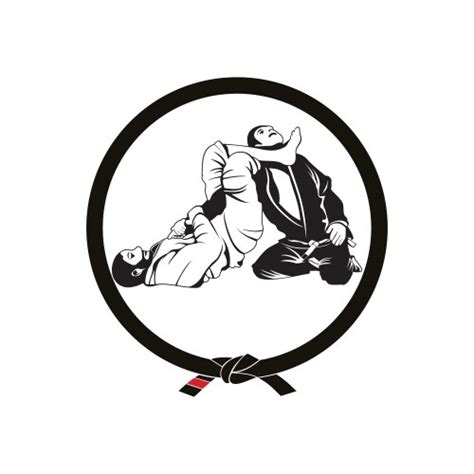 Brazilian Jiu Jitsu Black And Red Belt Logo Icon Vector Image