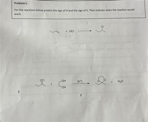 solved problem i for the reactions below predict the sign
