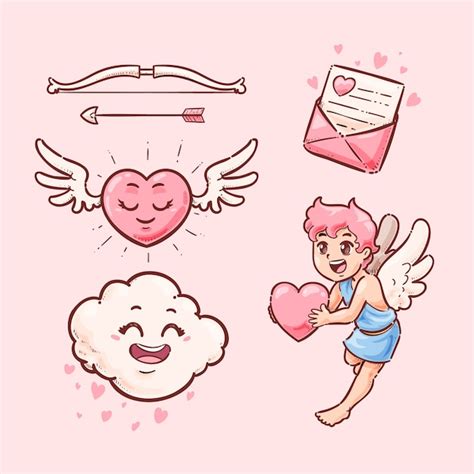 Premium Vector Hand Drawn Valentines Day Elements Collection