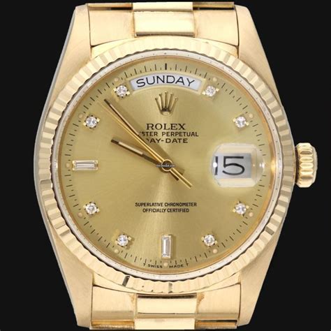 Rolex Day Date 36 Yellow Gold 36mm Champagne Diamond Dial For