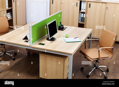 Monitor On A Desk In A Modern Office Stock Photo Alamy