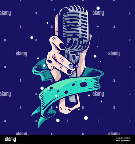 Hand Holding Mic Illustration Stock Vector Image And Art Alamy