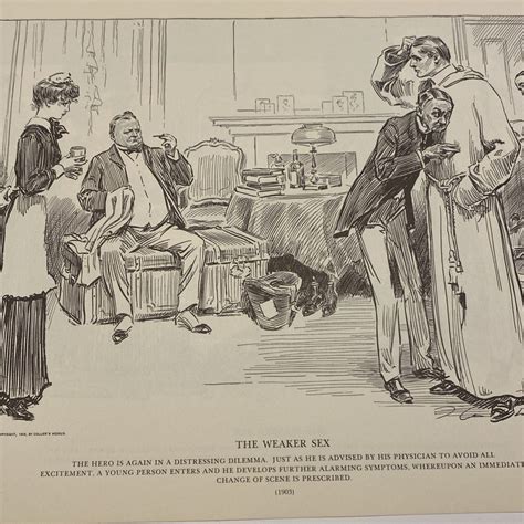 1900s Antique Art Print The Weaker Sex Train Boxcar Charles Dana