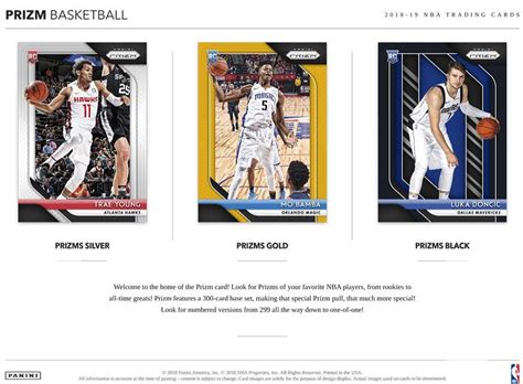 Nba 2018 19 Panini Prizm Basketball Hobby Trading Card Journal