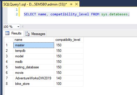 Sql Server Unable To Update COMPATIBILITY LEVEL Of Database In Ssms 2016 Stack Overflow