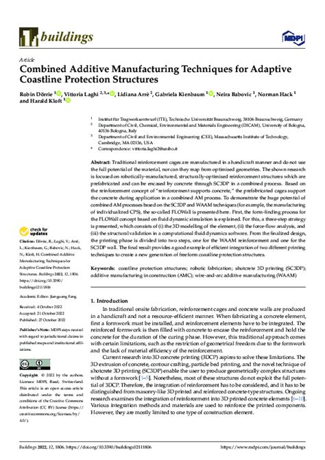 Pdf Combined Additive Manufacturing Techniques For Adaptive Coastline Protection Structures